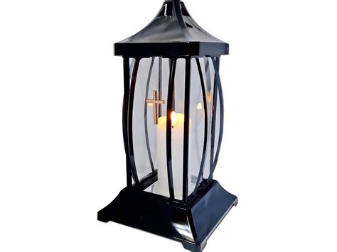 ZNICZ ZNICZE LAMPION NA GRÓB GRC CZARNY KRZYŻ ZŁOTO ŚWIECA LED ob