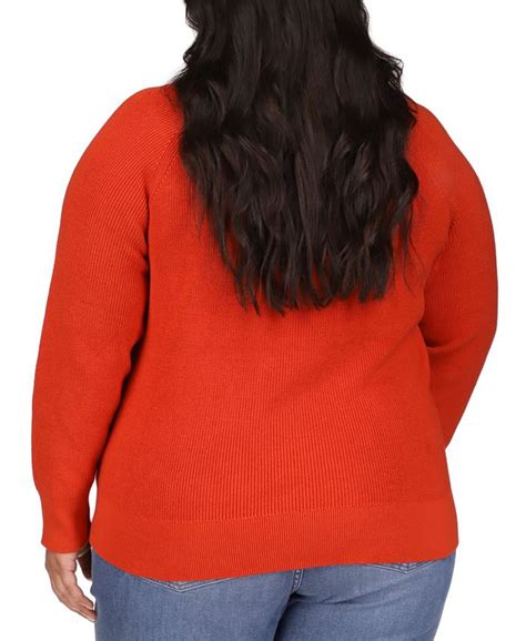 Michael Kors Plus Size Snap Raglan Sleeve Sweater Macys