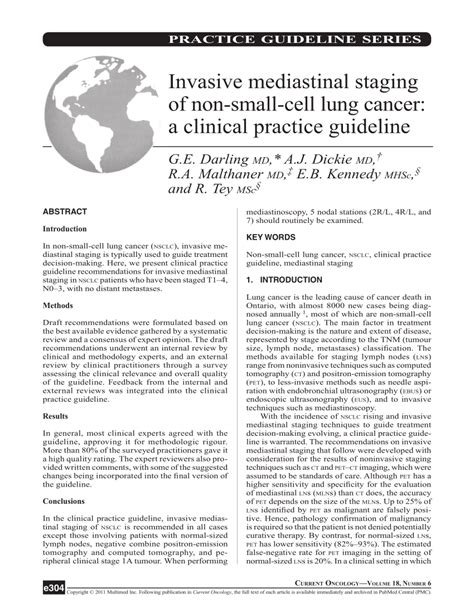 Pdf Invasive Mediastinal Staging Of Non Small Cell Lung Cancer A