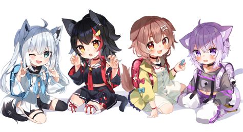Animal Ears Black Hair Blush Bow Braids Catgirl Cat Smile Choker Collar