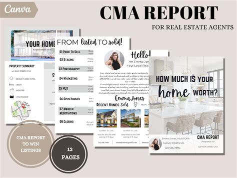 CMA Real Estate Report CMA Packet Real Estate Value Market Analysis Template Listing