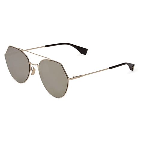 Fendi Eyeline Soft Gold Rounded Sunglasses Sunglasses Fendi