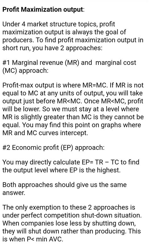 Solved Profit Maximization Output Under 4 Market Structure