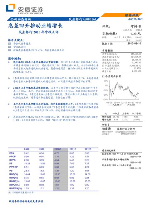 2010年中报点评：息差回升推动业绩增长