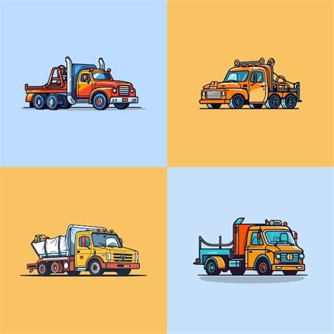 견인 트럭 벡터 클립 아트 그림 프리미엄 벡터