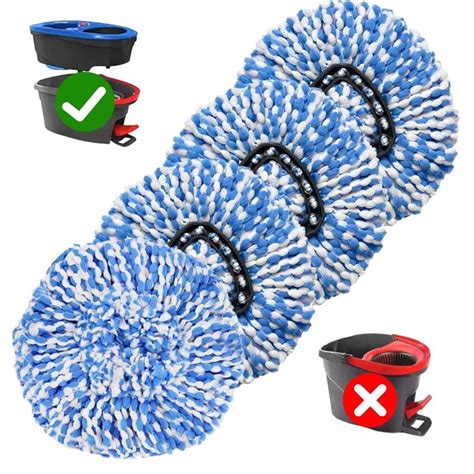 4pack Mop Replace Heads Compatible For O Cedar Spin Mop Refill Head Replacement For Rinseclean