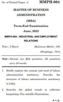 IGNOU MMPH Previous Years Solved Question Paper