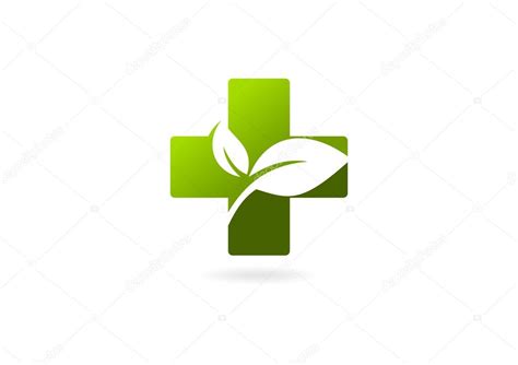 Logo Green Cross Medical Leaf Natural Stock Vector Image By ©breee