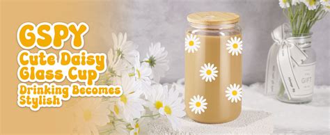 Gspy Daisy Aesthetic Ts Iced Coffee Cup Cute Glass