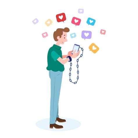 소셜 미디어에 중독 된 사람 무료 벡터