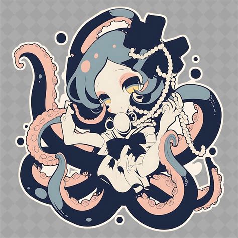 Premium Psd Png Joyful And Kawaii Anime Octopus Girl With Octopus