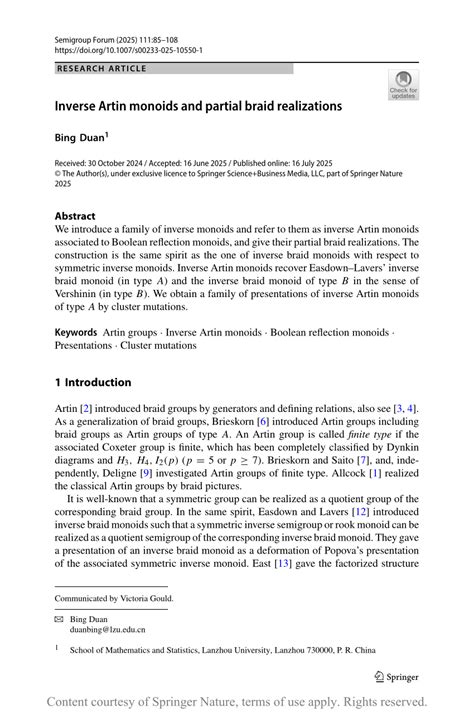 Inverse Artin Monoids And Partial Braid Realizations Request Pdf