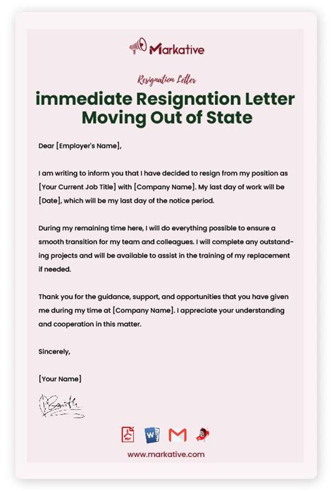 How To Write Appealing Resignation Letter Moving Out Of State [ 7 Free
