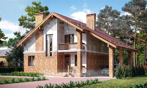 Vr 020 P проект дома из газобетона с мансардой балконом гаражом