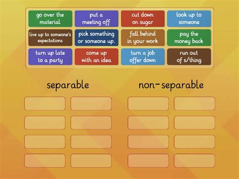 Separable And Non Separable Phrasal Verbs Ordenar Por Grupo