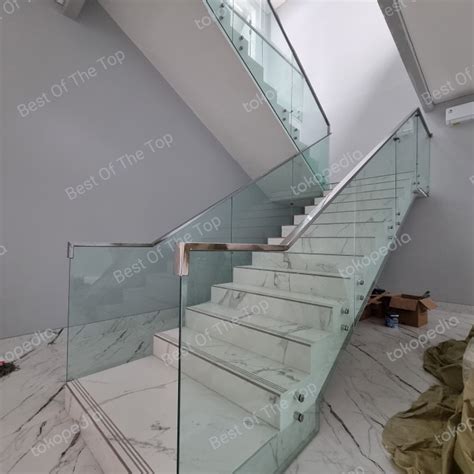 Jual Ralling Tangga Kaca Tempered 12mm Handrail Stainless Kayu Steel Jakarta Utara Best Of