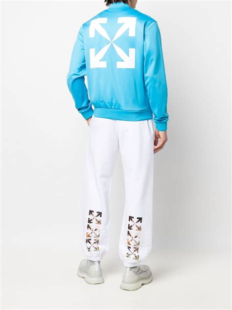 Off White Arrows Print Bomber Jacket In Blau Modesens