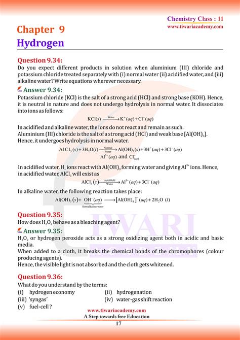 ncert solutions for class 11 chemistry chapter 9 hydrogen