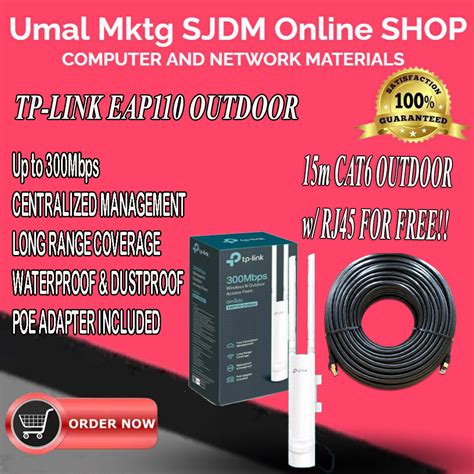 Tp Link Eap110 Outdoor V3 With Free 15meter Cat6 Outdoor With Rj45 Installed 300mbps Wireless N