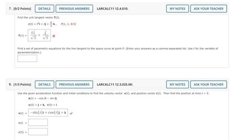 Solved Find The Unit Tangent Vector T T Chegg