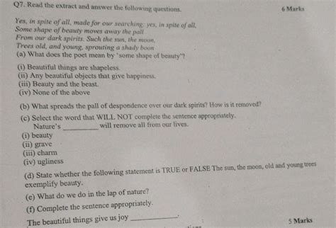 Q7 Read The Extract And Answer The Following Questions 6 Marks Yes In