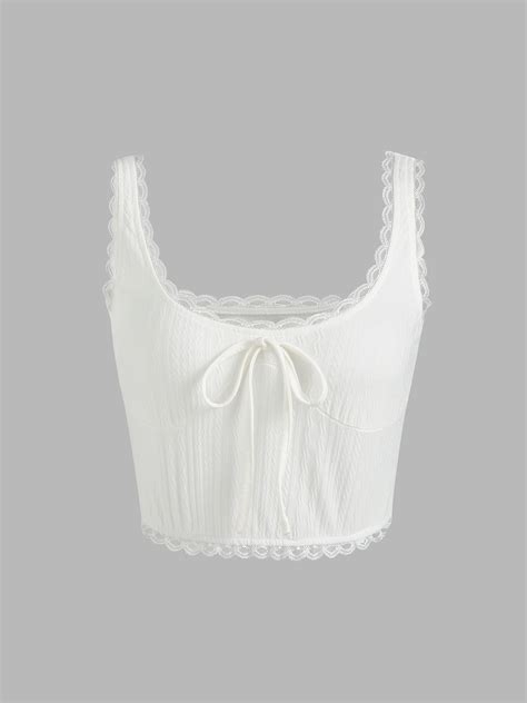 White Lace Crop Top Tank