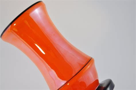 Gallerymichel Vintage Orange Tango Vase With Applied Black Etsy