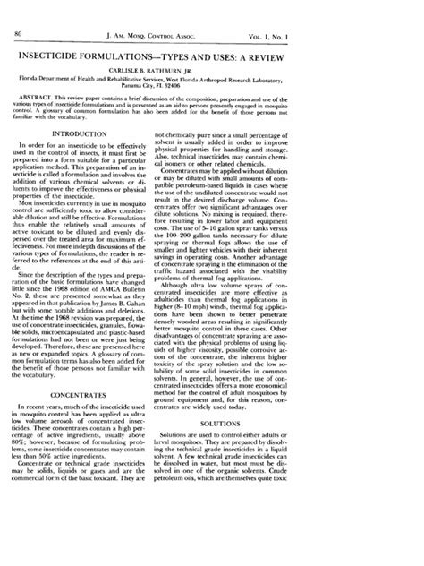 Insecticides Formulations Types And Uses Pdf