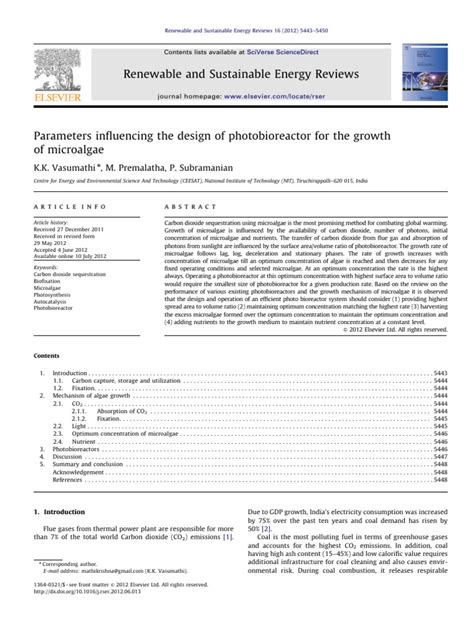 Parameters Influencing The Design Of Photobioreactor For The Growth Of Microalgae Download
