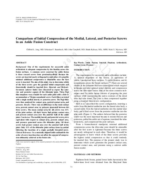 Pdf Comparison Of Initial Compression Of The Medial Lateral And