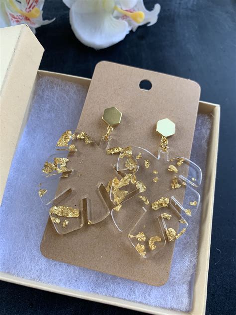Gold Leaf Earrings Handcrafted Accessories Artisanal Glam Drop