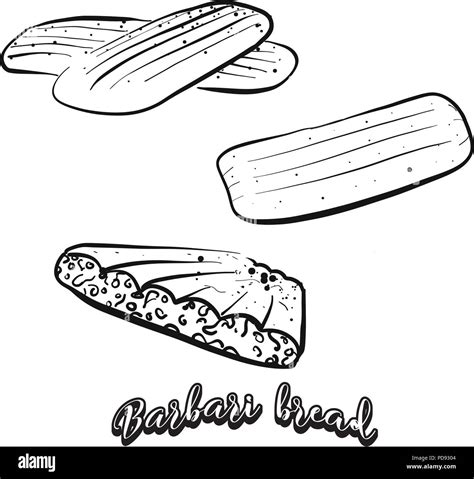 Hand Drawn Sketch Of Barbari Bread Vector Drawing Of Flatbread Food