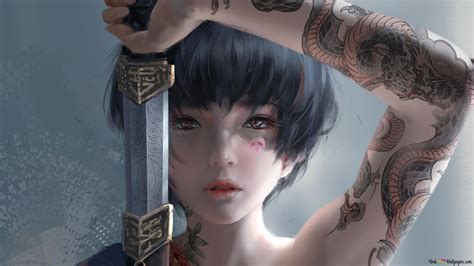 Girl Using Sword 4k Wallpaper Download