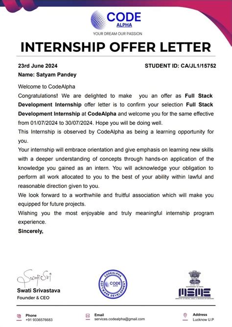 Satyam Pandey On Linkedin Internship Codealpha