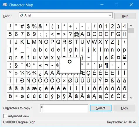Windows Character Map