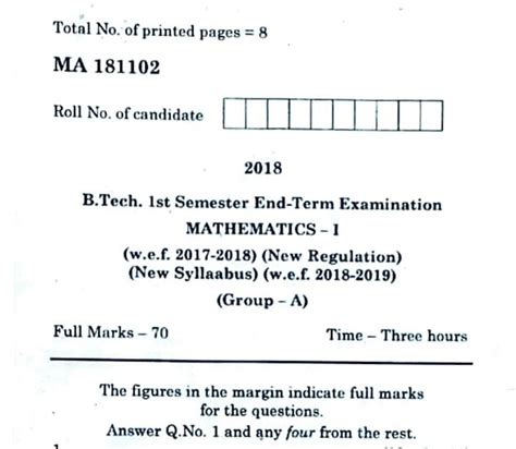 Btech 1st Sem Question Paper 2018