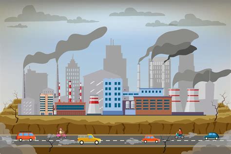 Industrial Chimneys With Heavy Smoke Causing Air Pollution 21669325 Vector Art At Vecteezy