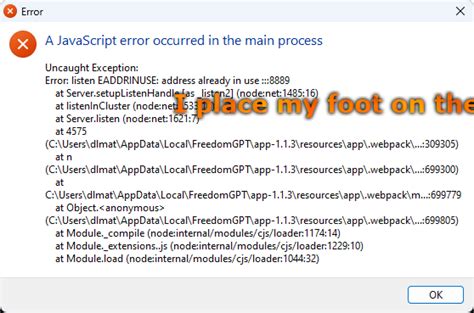 Address Already In Use Issue Ohmplatform FreedomGPT GitHub