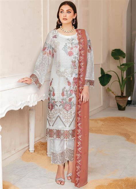 Nayab By Ramsha Embroidered Chiffon Suits Unstitched 3 Piece Rsh23n N