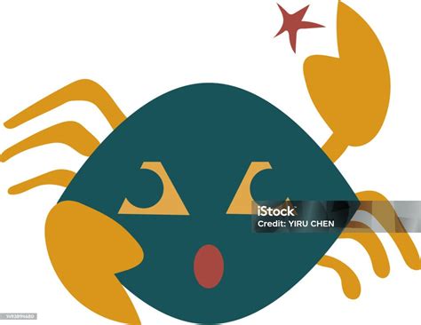 귀여운 바다 게 Sealife 캐릭터 일러스트레이션 그래픽 요소 갈고리 발톱에 대한 스톡 벡터 아트 및 기타 이미지 갈고리