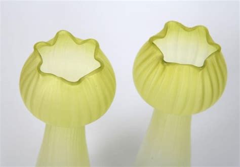 Art Nouveau Green Glass Vases Set Of 2 For Sale At Pamono
