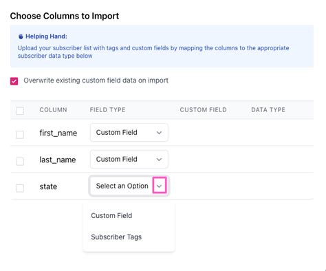 how to import free subscribers and map custom fields or tags