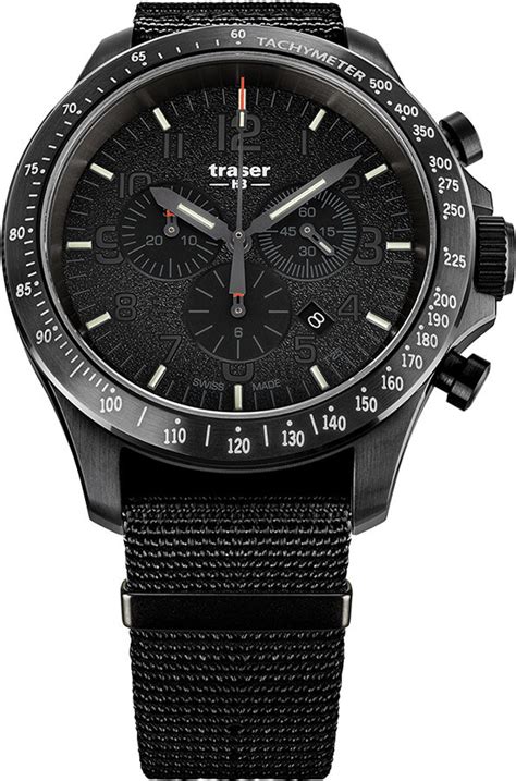 Часы Traser P67 Officer Pro Chrono Black, текстильный ремешок НАТО ...
