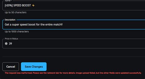cannot re upload broken devproduct image the request was malformed please see the network tab