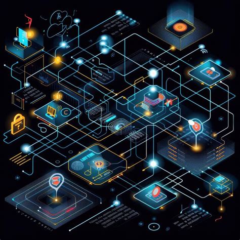 Digital Network Visualization With Cybersecurity Elements Premium Ai Generated Image