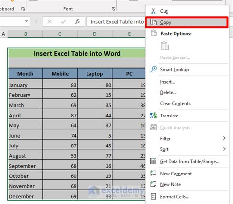How To Insert Excel Table Into Word Easy Ways Exceldemy