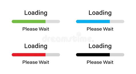 Rounded Bar Loading Please Wait Symbol Icon Set In Four Different