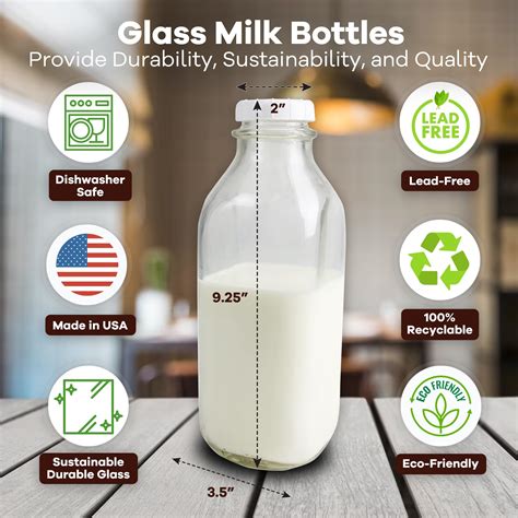 Mua The Dairy Shoppe Heavy Glass Milk Bottles Jugs With Extra Lids