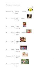 Present Progressive Ving ESL Worksheet By Amber0914