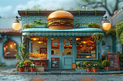 거대한 버거 패스트푸드 레스토랑 일러스트 무료 다운로드 Lovepik